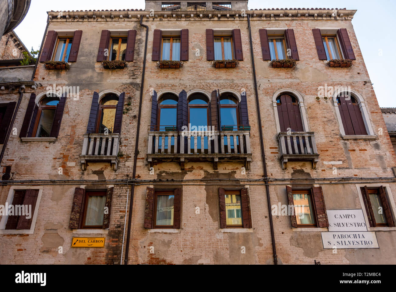 Italy, Venice, details and view of buildings in typical Venetian style ...