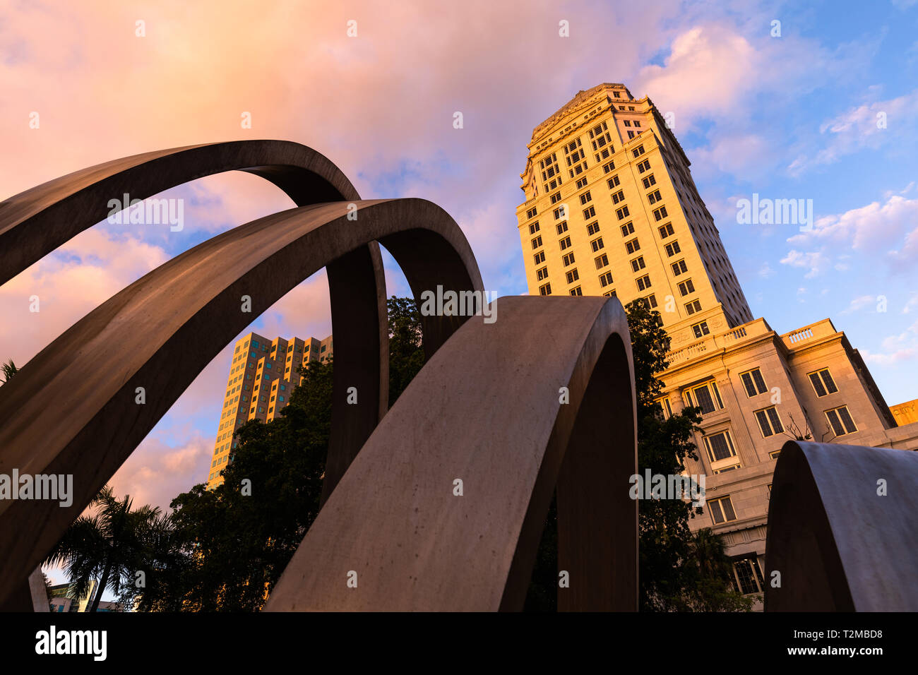 Dade County Courthouse in Miami at sunset Stock Photo - Alamy