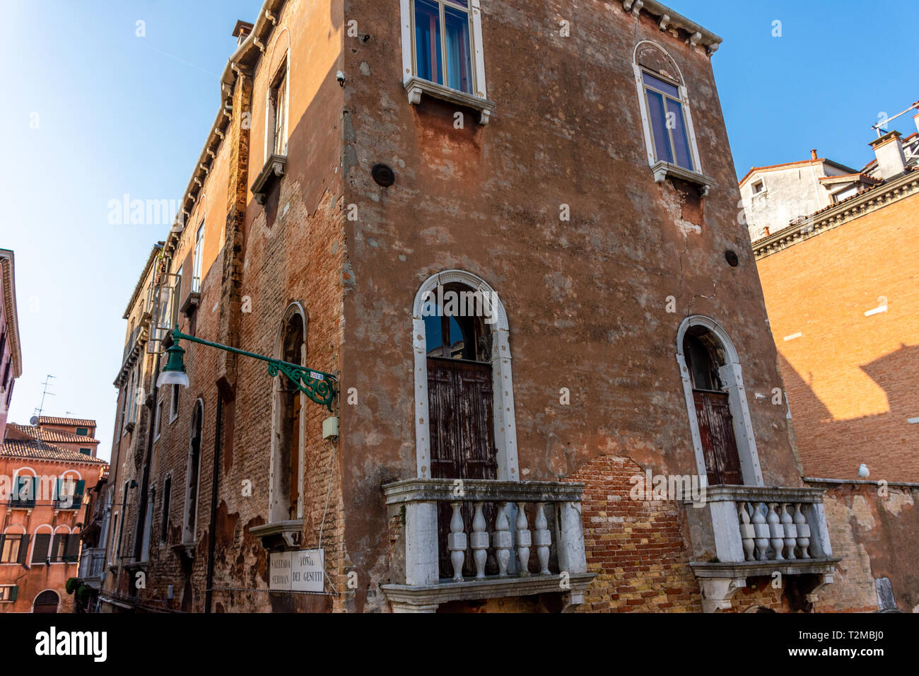Italy, Venice, details and view of buildings in typical Venetian style ...
