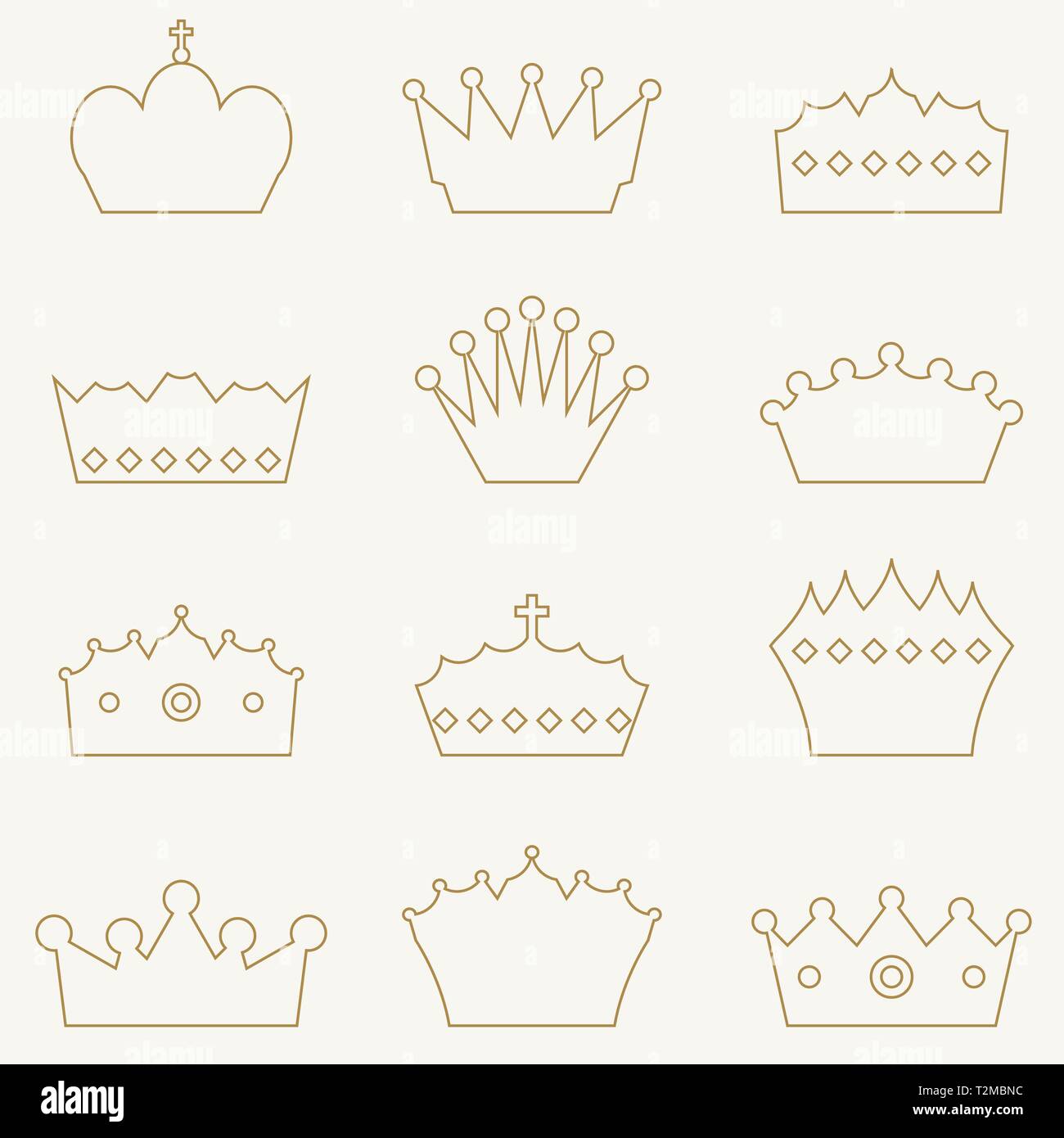 Crown icons set - royal insignia vector illustration Stock Vector Image ...