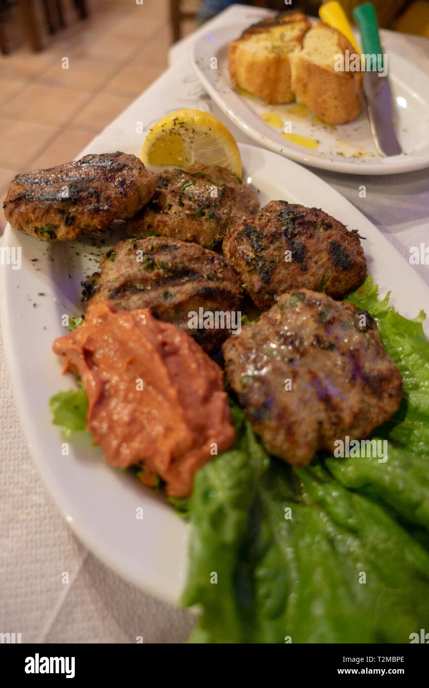 Greek grilled meat plate Stock Photo - Alamy
