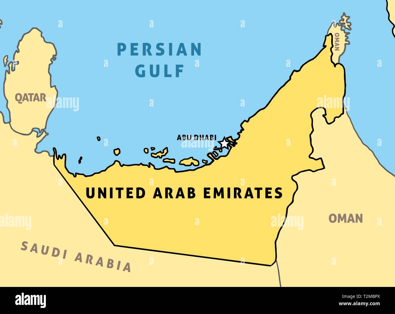 United Arab Emirates (UAE) map. Outline vector country map Stock Vector ...