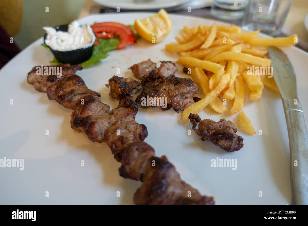 Greek souvlaki skewers hi-res stock photography and images - Alamy