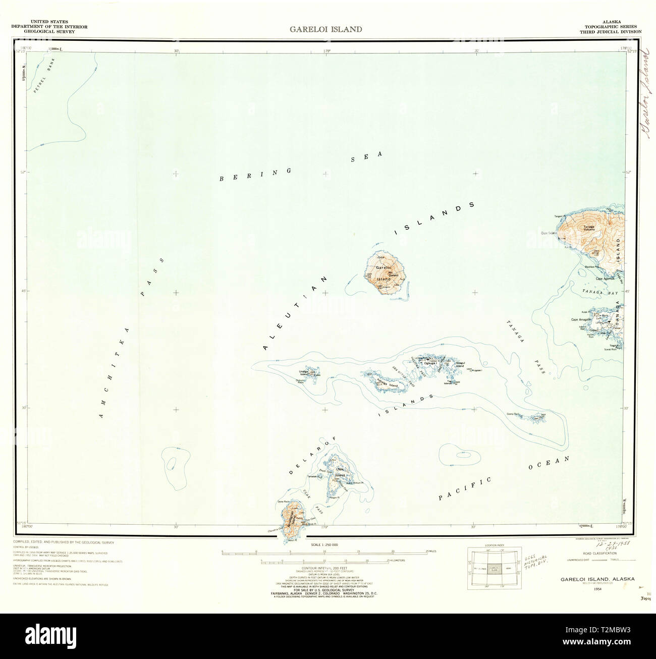USGS TOPO Map Alaska AK Gareloi Island 360884 1954 250000 Restoration ...