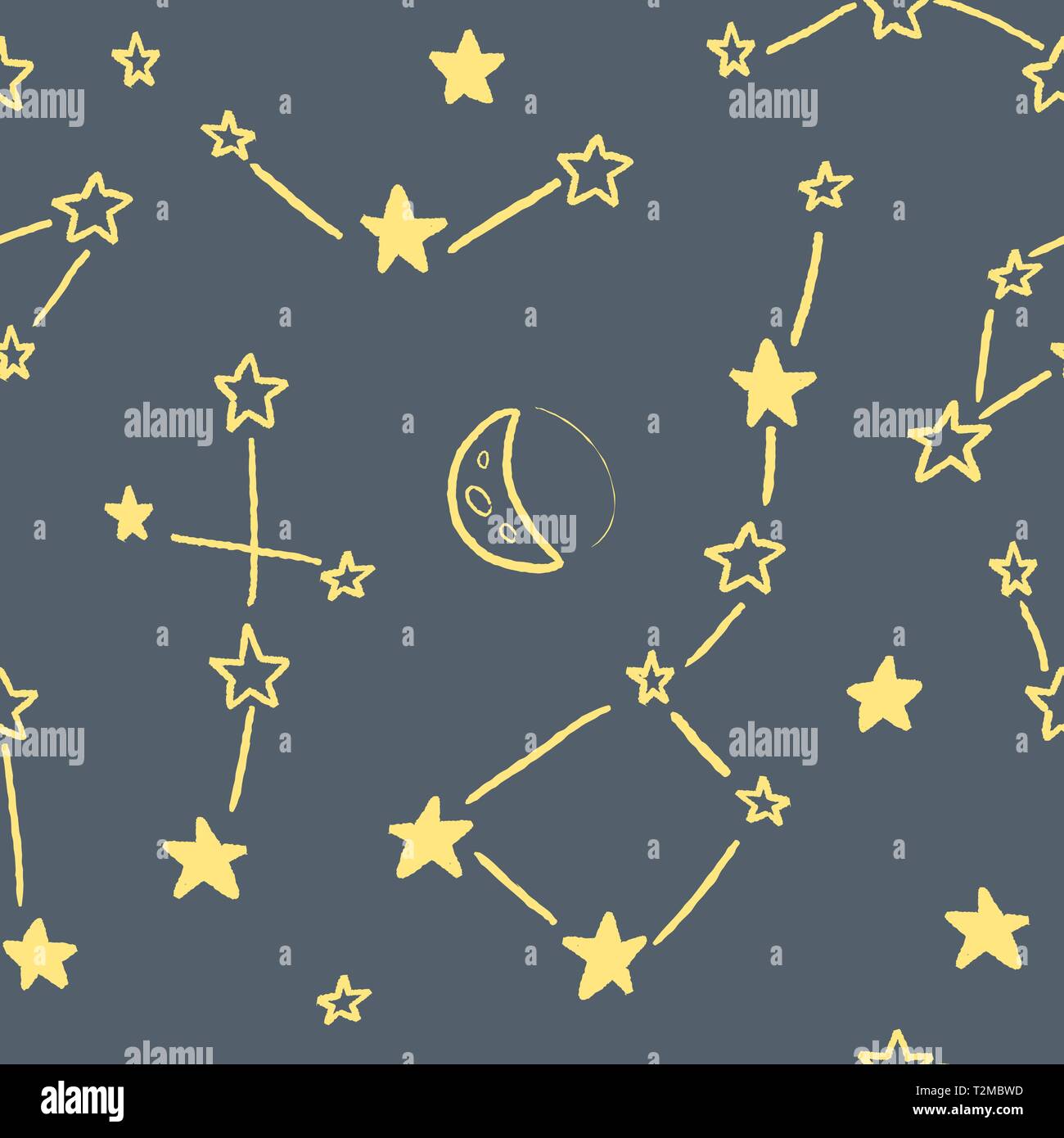 Star constellations pattern - seamless space doodle texture vector ...