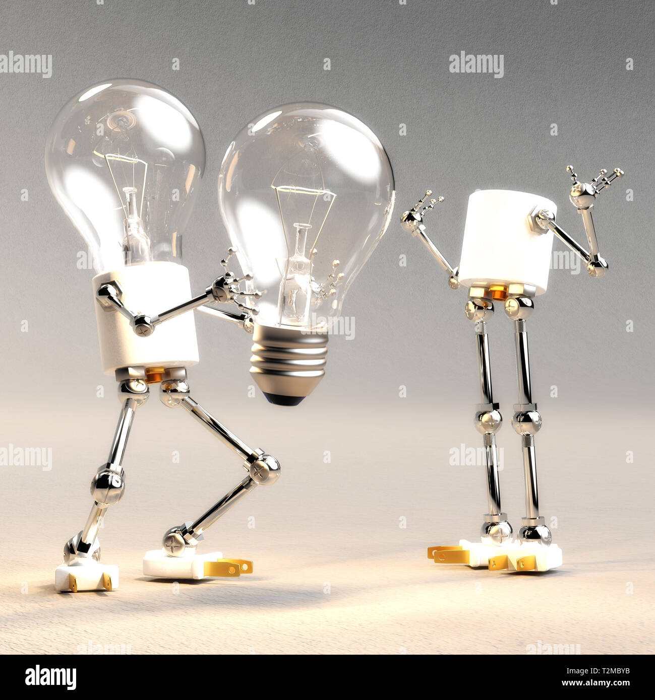 Digital 3D Illustration of a Light Bulb Guy Stock Photo - Alamy