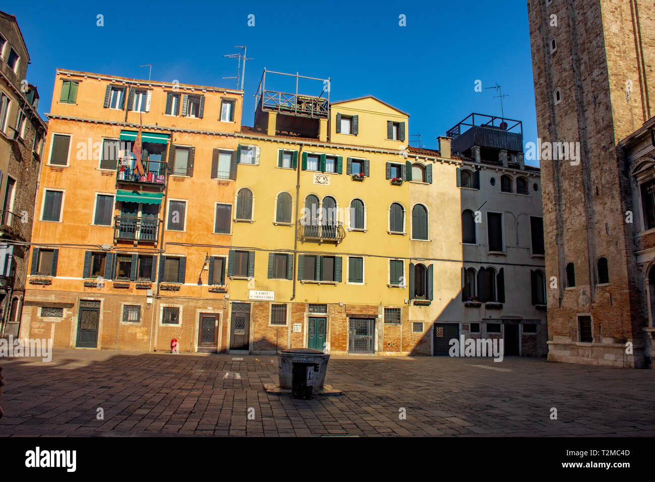 Italy, Venice, details and view of buildings in typical Venetian style ...