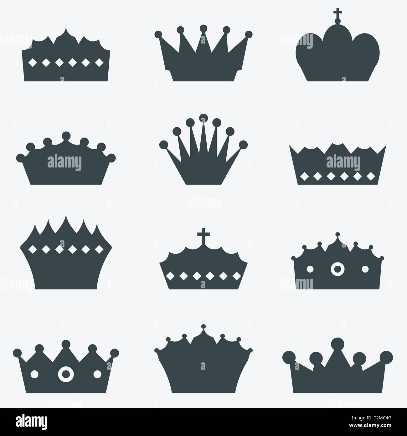 Crown icons set - royal insignia vector illustration Stock Vector Image ...