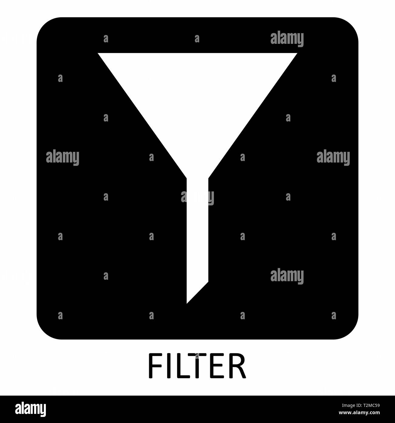 The white Filter icon illustration on dark background Stock Vector ...