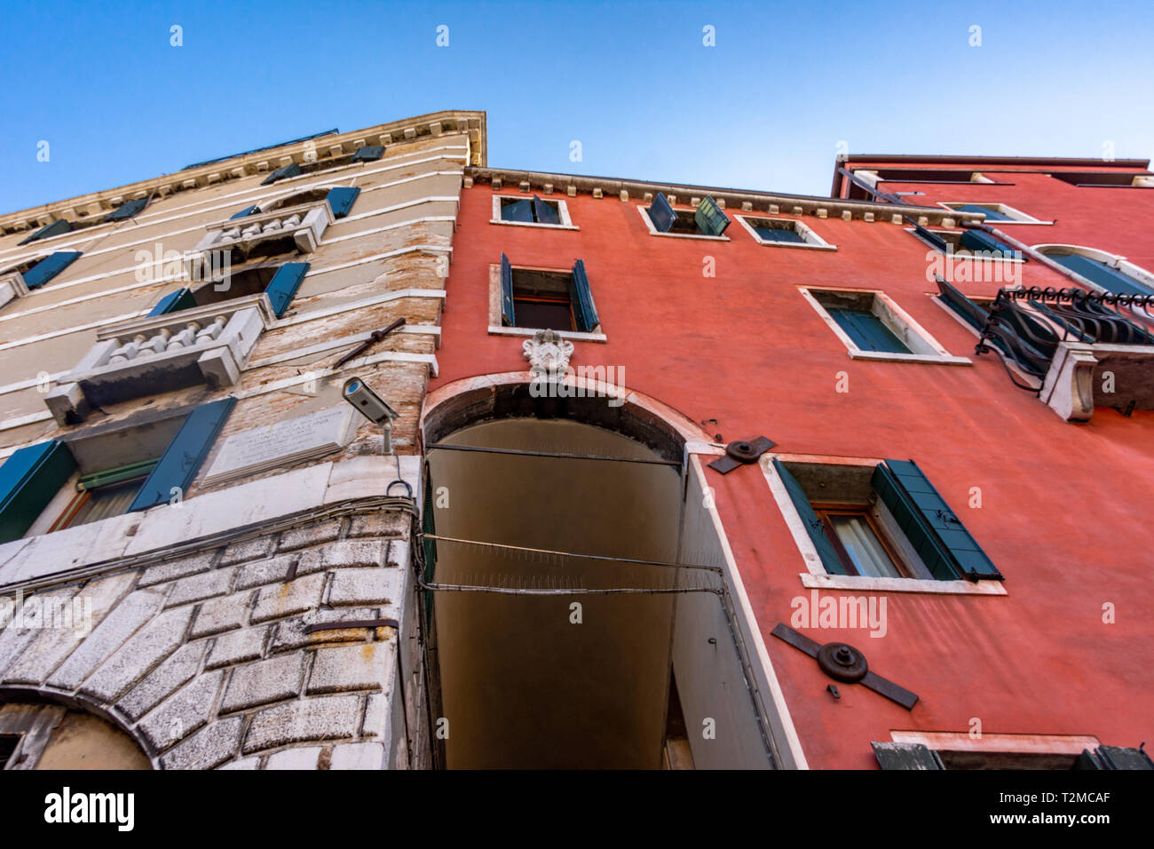 Italy, Venice, details and view of buildings in typical Venetian style ...