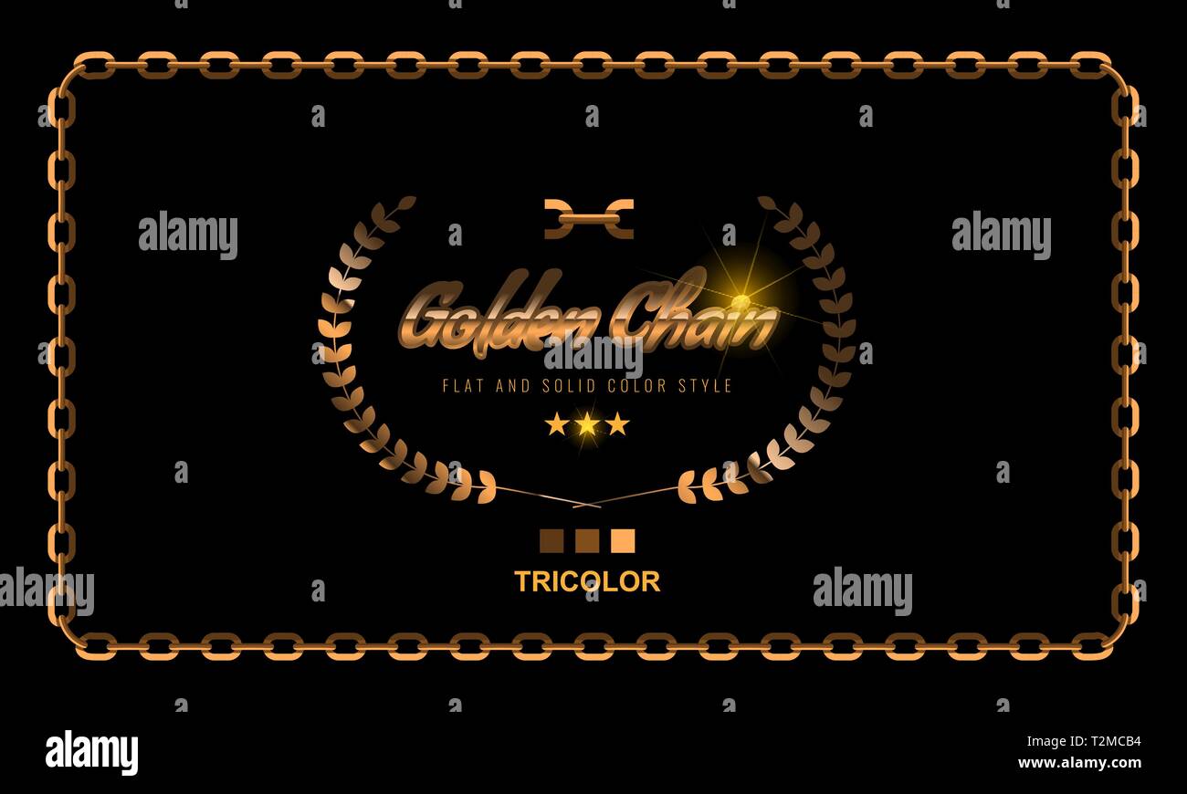 Golden Chain Square Border Frame. Rectangle Border with golden color ...