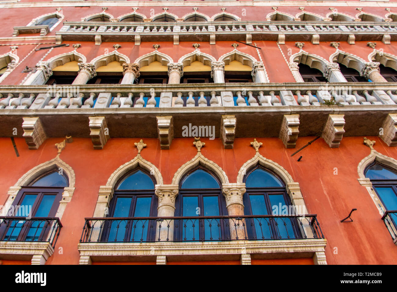Italy, Venice, details and view of buildings in typical Venetian style ...