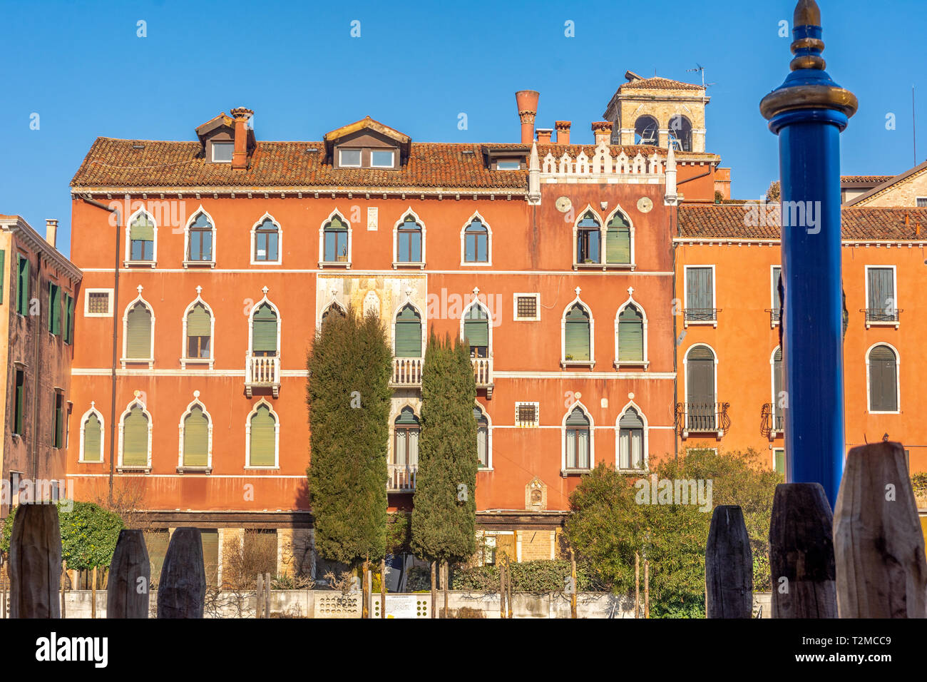 Italy, Venice, details and view of buildings in typical Venetian style ...