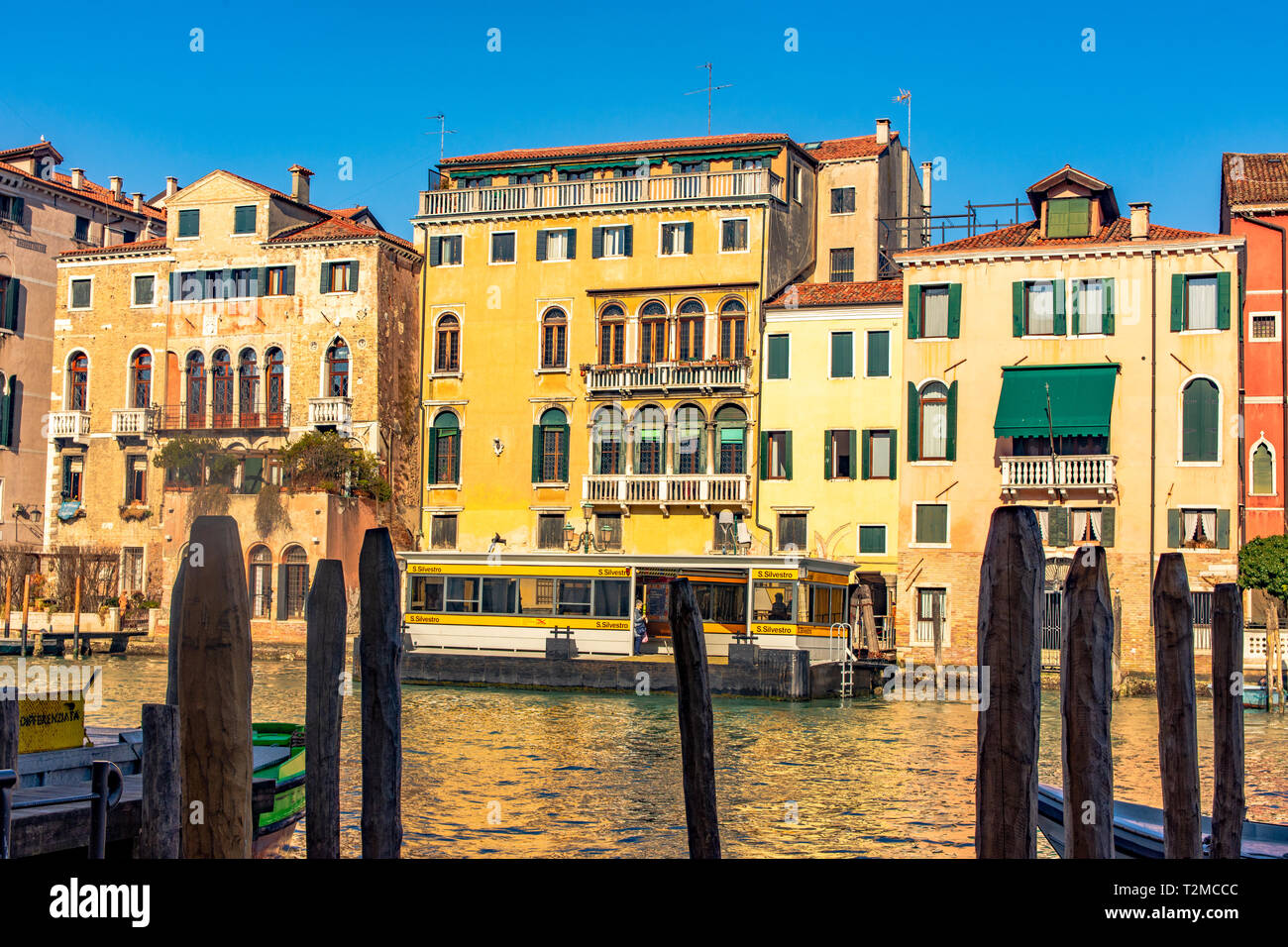 Italy, Venice, details and view of buildings in typical Venetian style ...