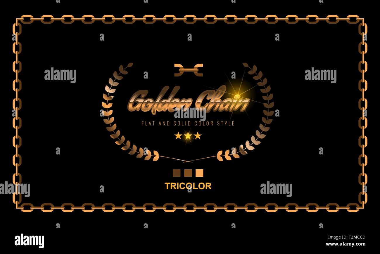 Golden Chain Square Border Frame. Rectangle Border with golden color ...