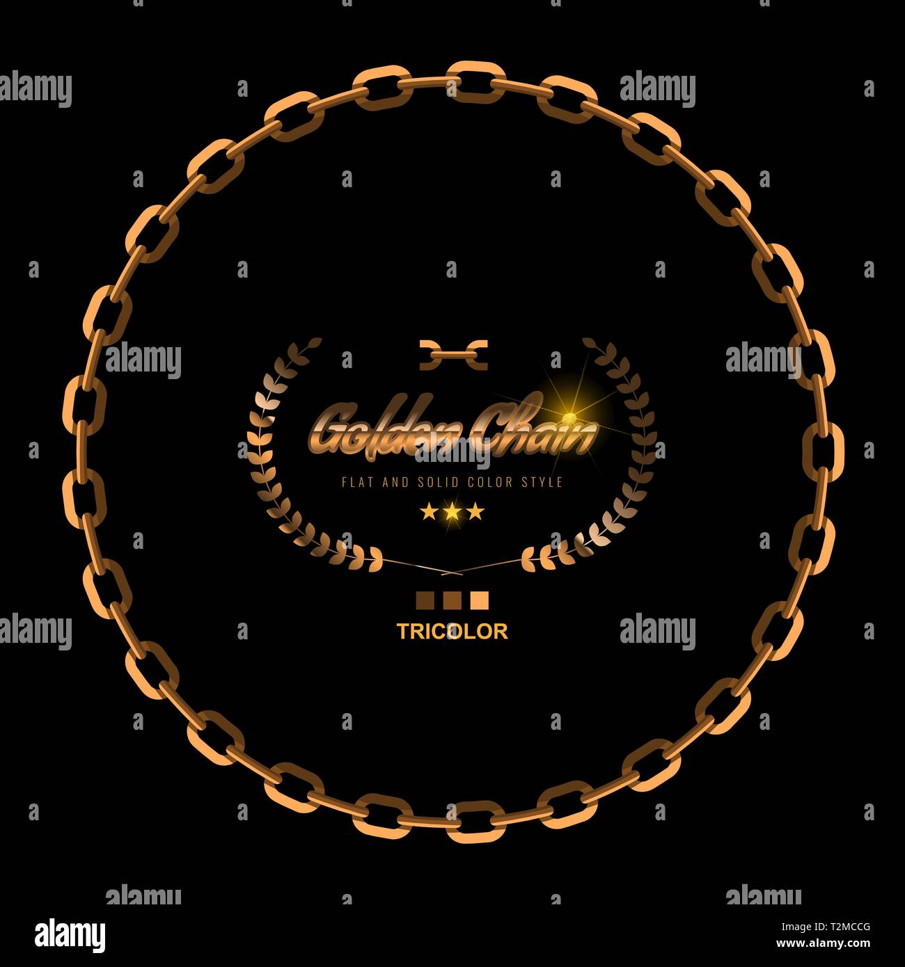 Golden Chain Circle Border Frame. Round Border with golden color ...