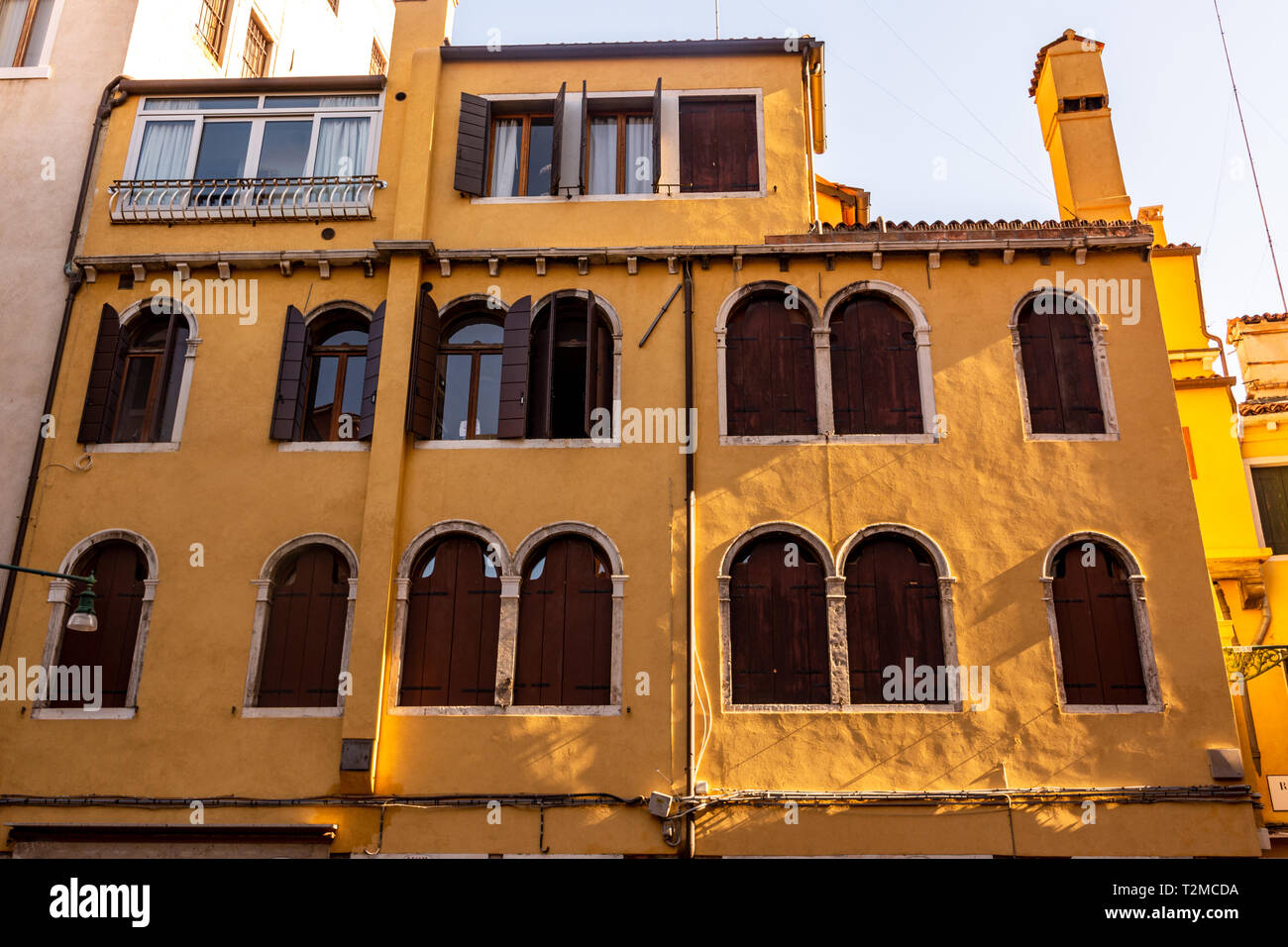 Italy, Venice, details and view of buildings in typical Venetian style ...