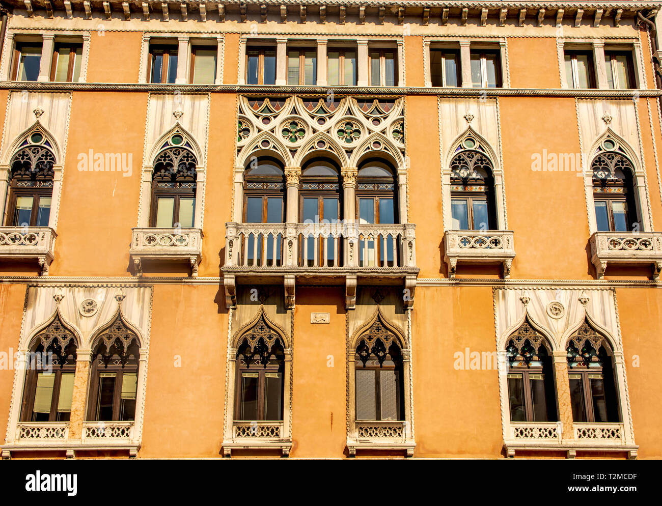 Italy, Venice, details and view of buildings in typical Venetian style ...