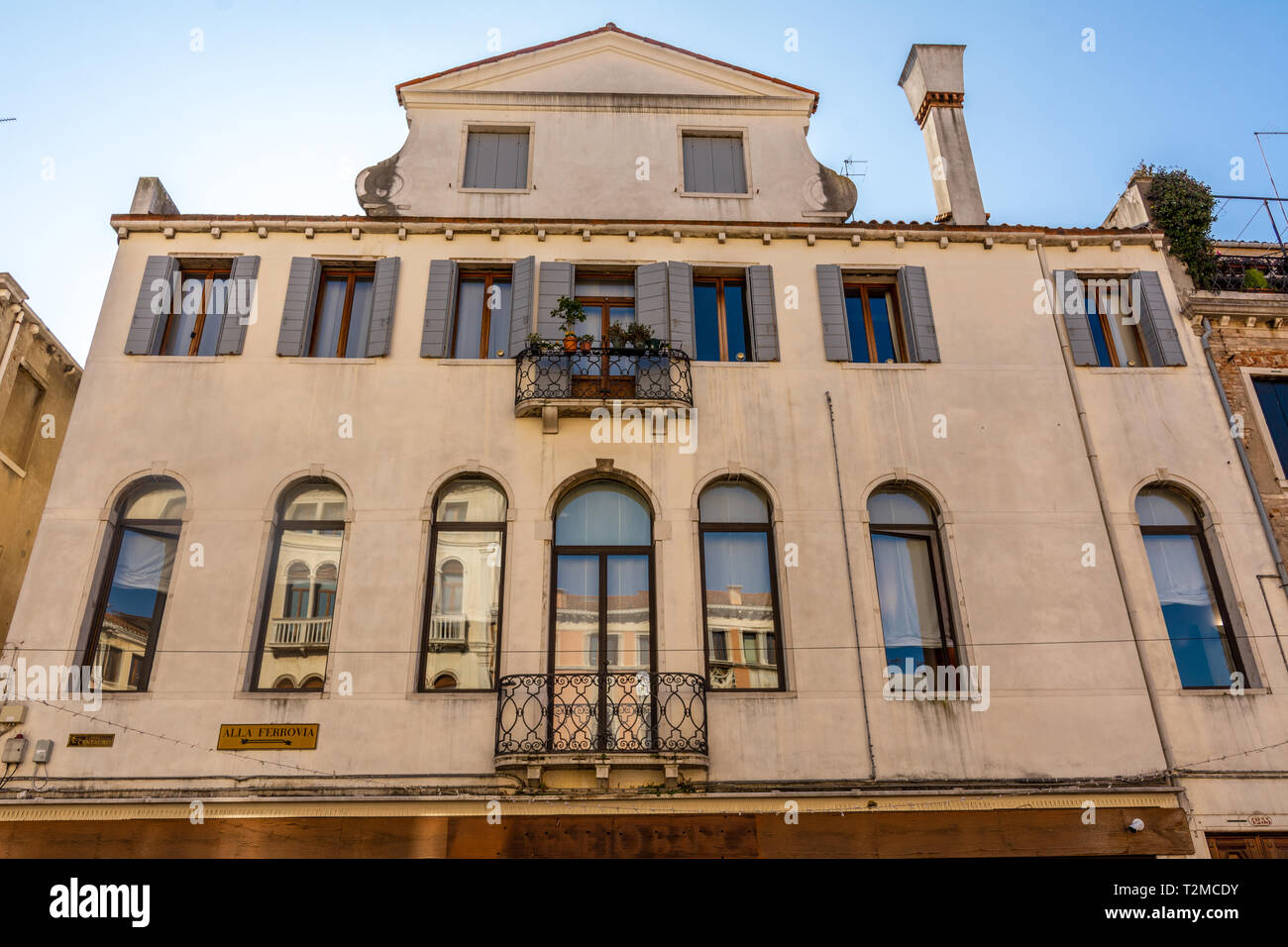 Italy, Venice, details and view of buildings in typical Venetian style ...