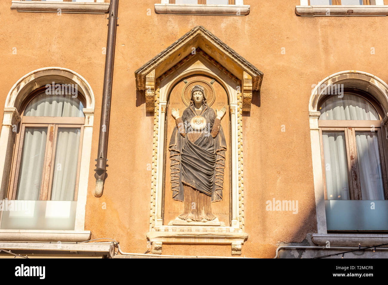 Italy, Venice, details and view of buildings in typical Venetian style ...