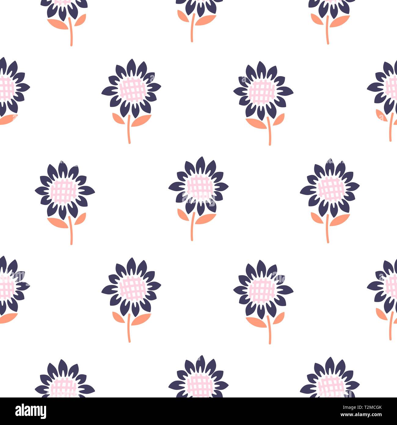 Simple meadow florals tender colors seamless vector pattern. Small buds ...