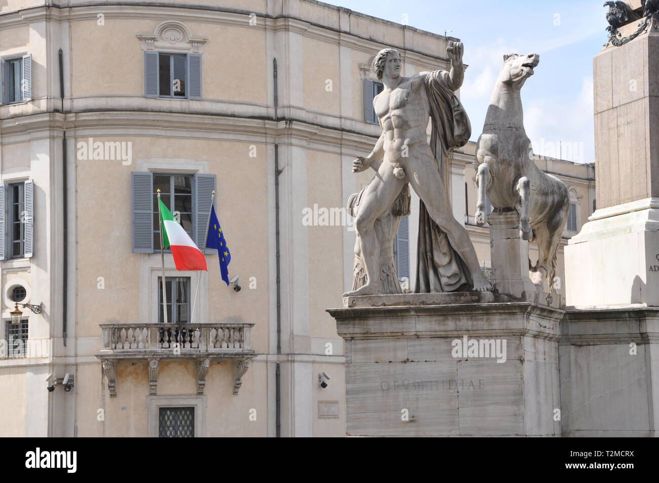 Rome Flags and Statueancient Stock Photo - Alamy