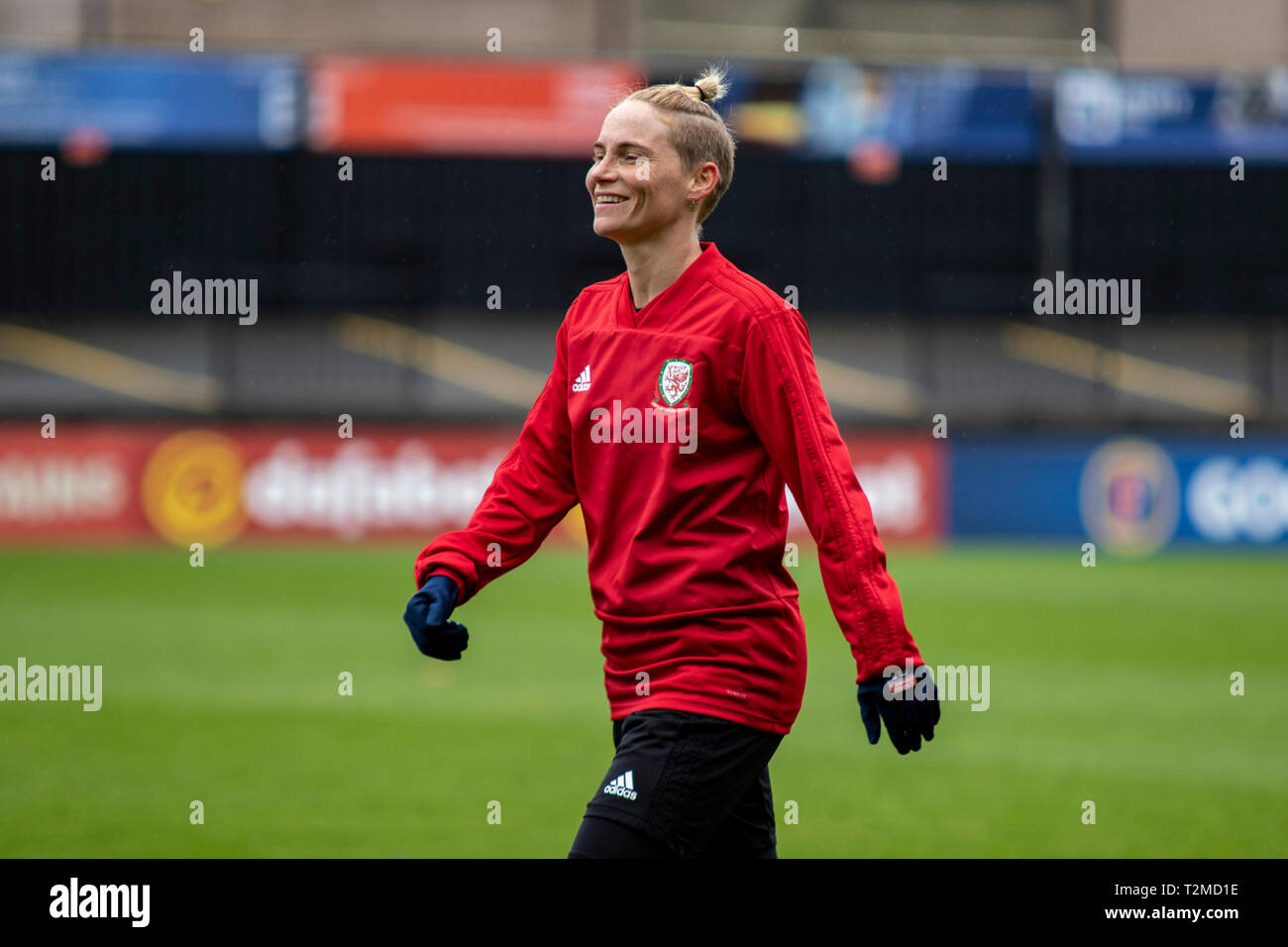 Jess Fishlock of Wales Women trains at Rodney Parade ahead of the Wales ...
