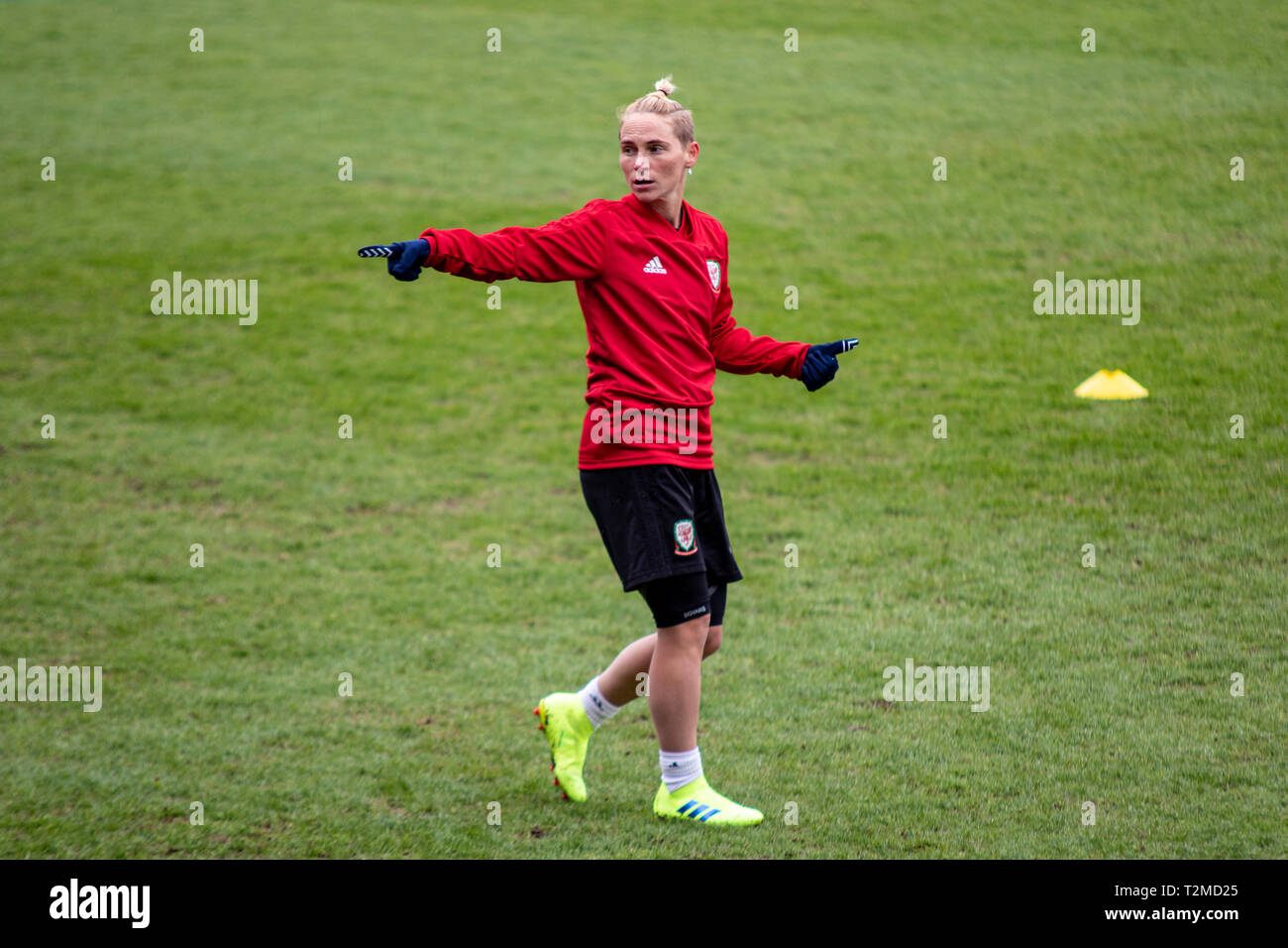 Jess Fishlock of Wales Women trains at Rodney Parade ahead of the Wales ...