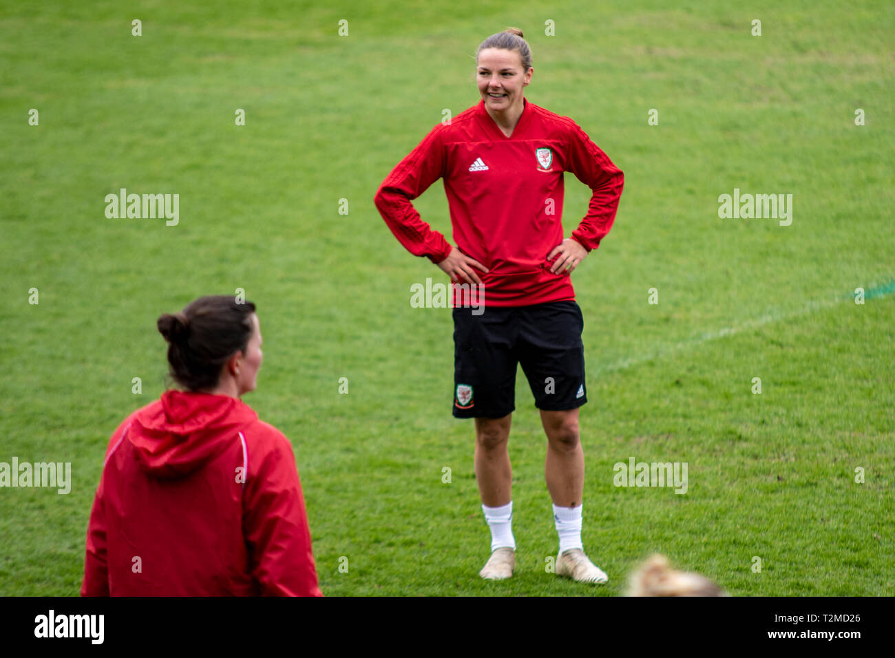 Loren Dykes of Wales trains at Rodney Parade ahead of the Wales v Czech ...