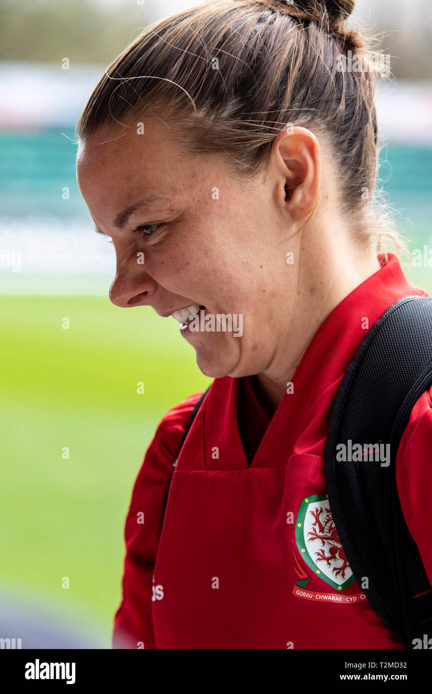 Loren Dykes of Wales trains at Rodney Parade ahead of the Wales v Czech ...