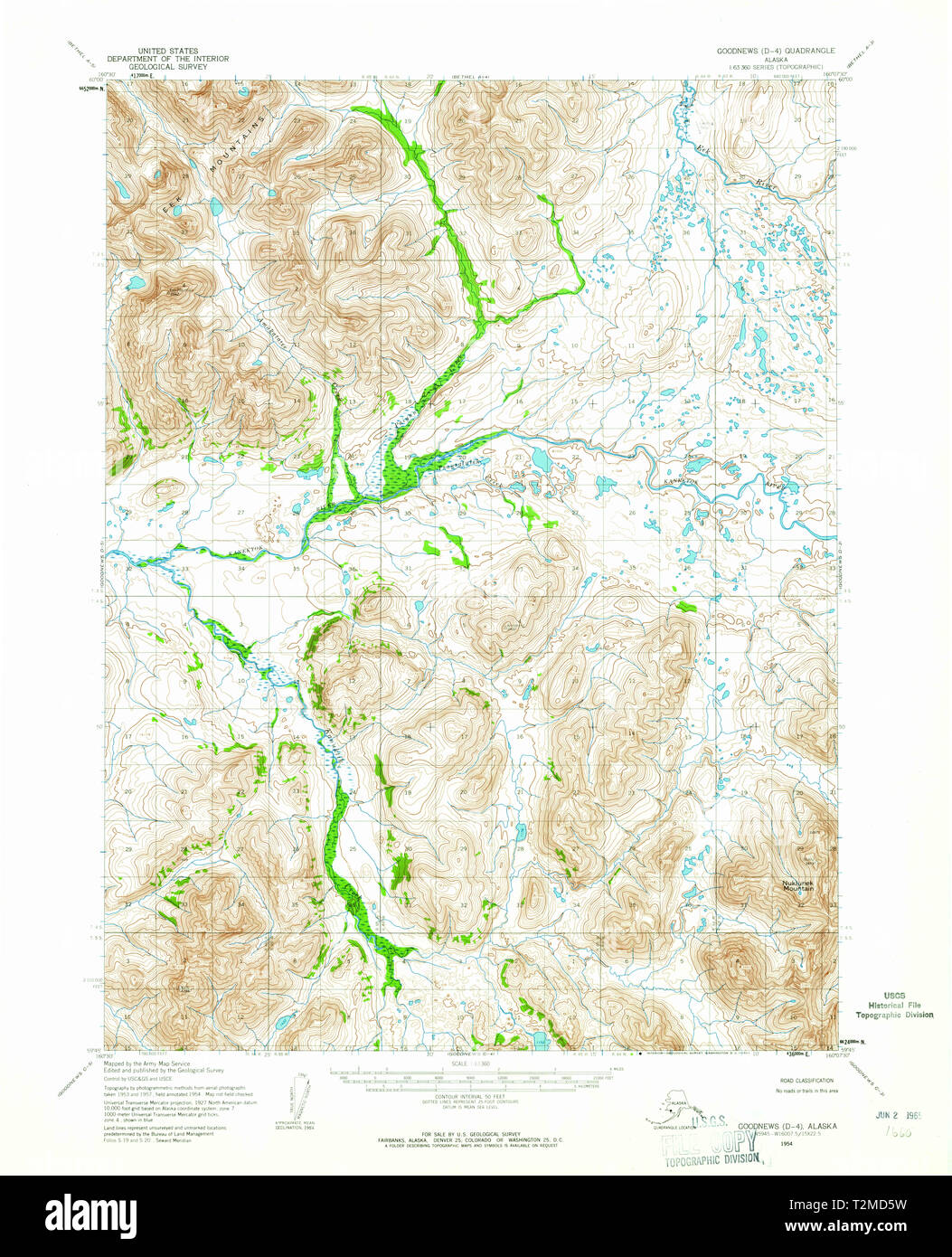 USGS TOPO Map Alaska AK Goodnews D-4 361885 1954 63360 Restoration ...