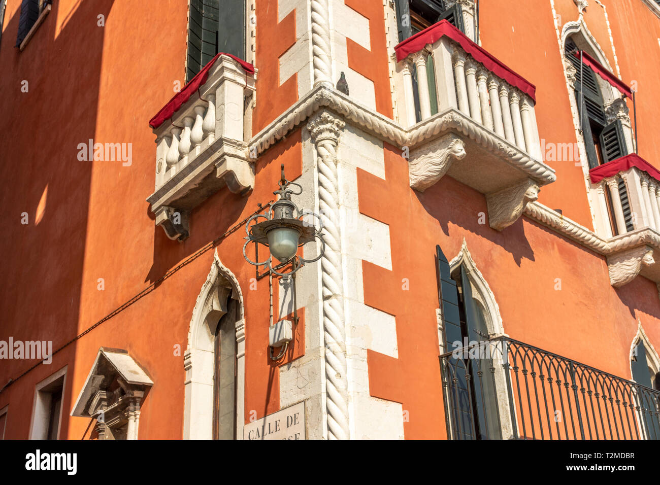 Italy, Venice, details and view of buildings in typical Venetian style ...