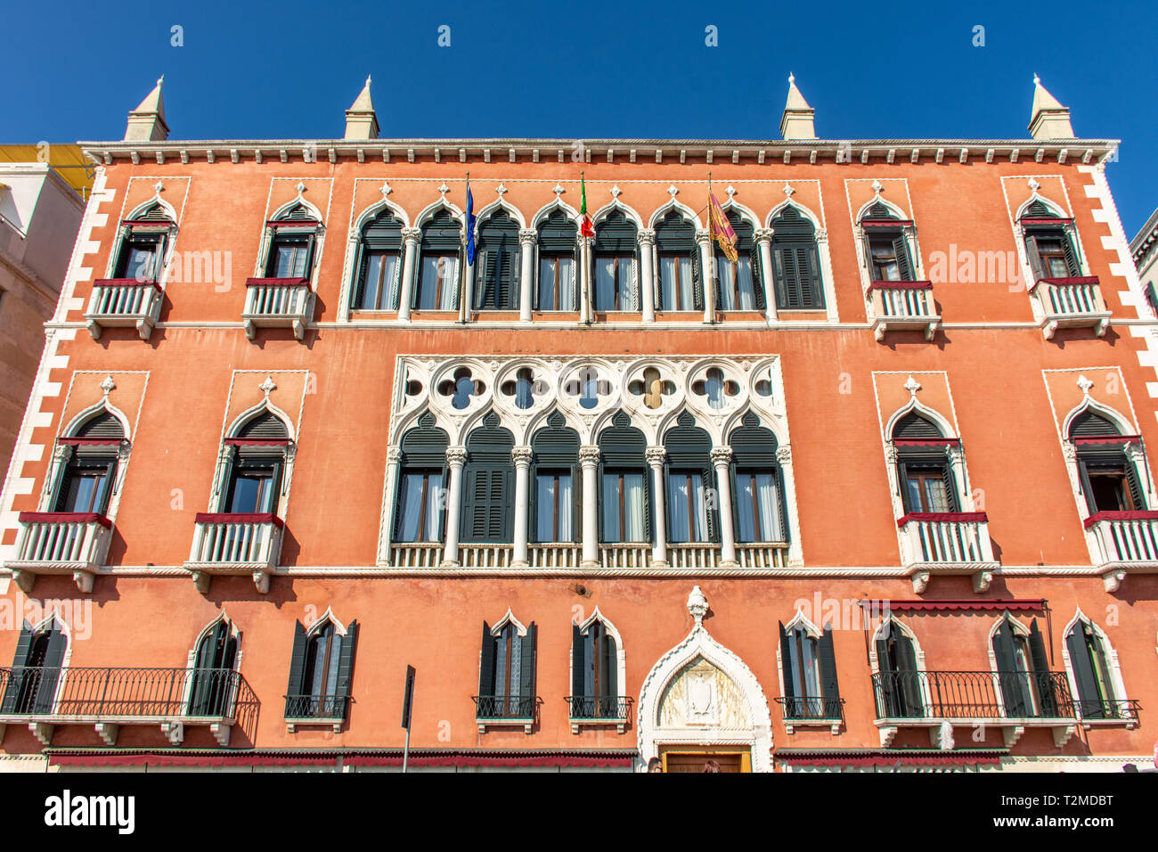 Italy, Venice, details and view of buildings in typical Venetian style ...