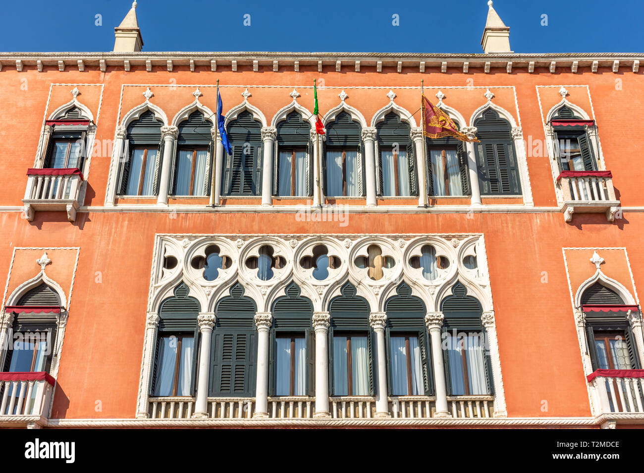 Italy, Venice, details and view of buildings in typical Venetian style ...