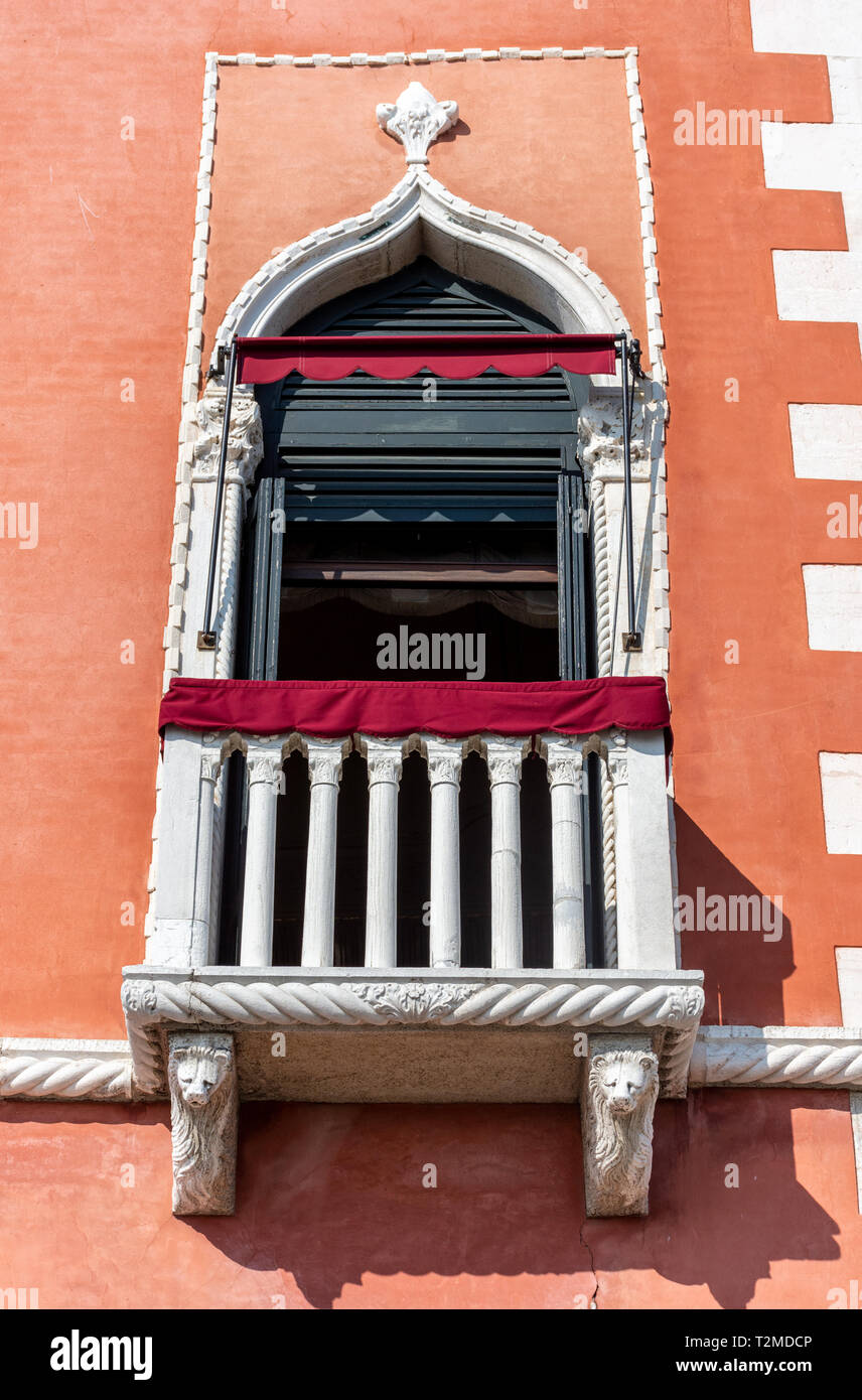 Italy, Venice, details and view of buildings in typical Venetian style ...