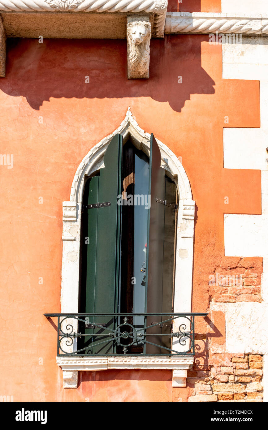 Italy, Venice, details and view of buildings in typical Venetian style ...