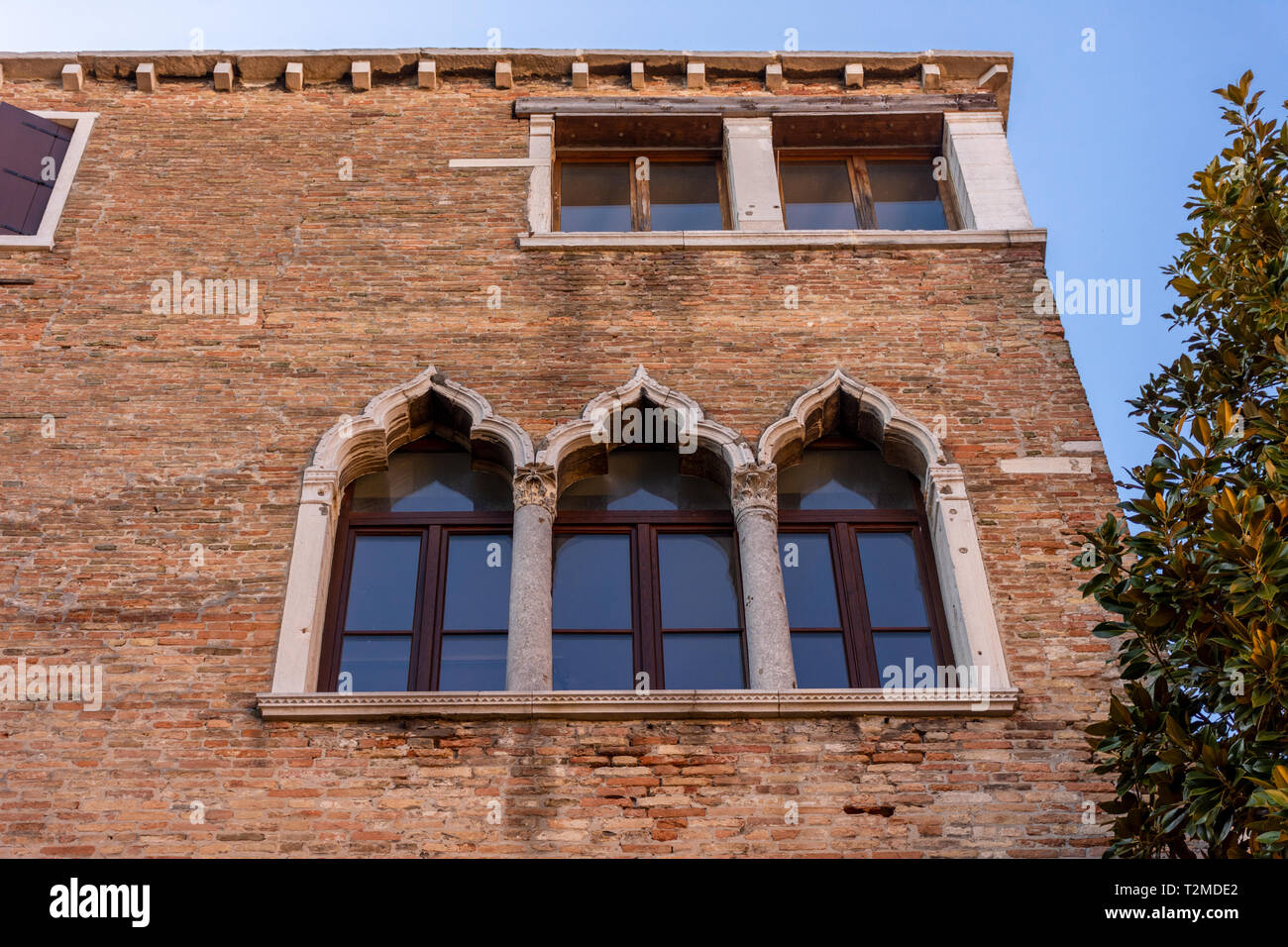 Italy, Venice, details and view of buildings in typical Venetian style ...