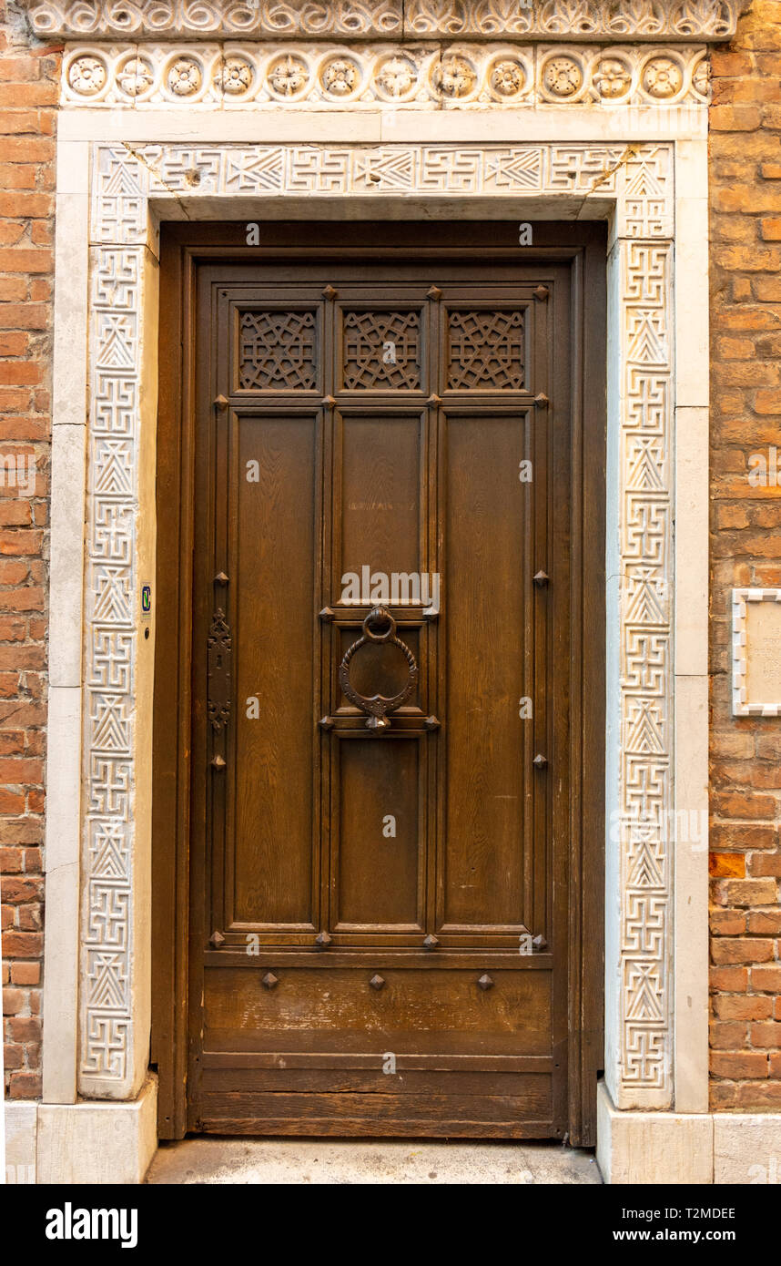 Italy, Venice, details and view of buildings in typical Venetian style ...
