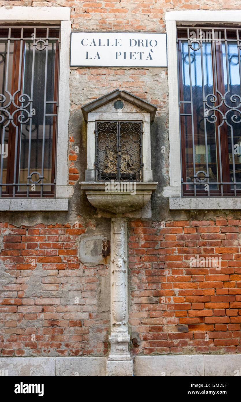 Italy, Venice, details and view of buildings in typical Venetian style ...