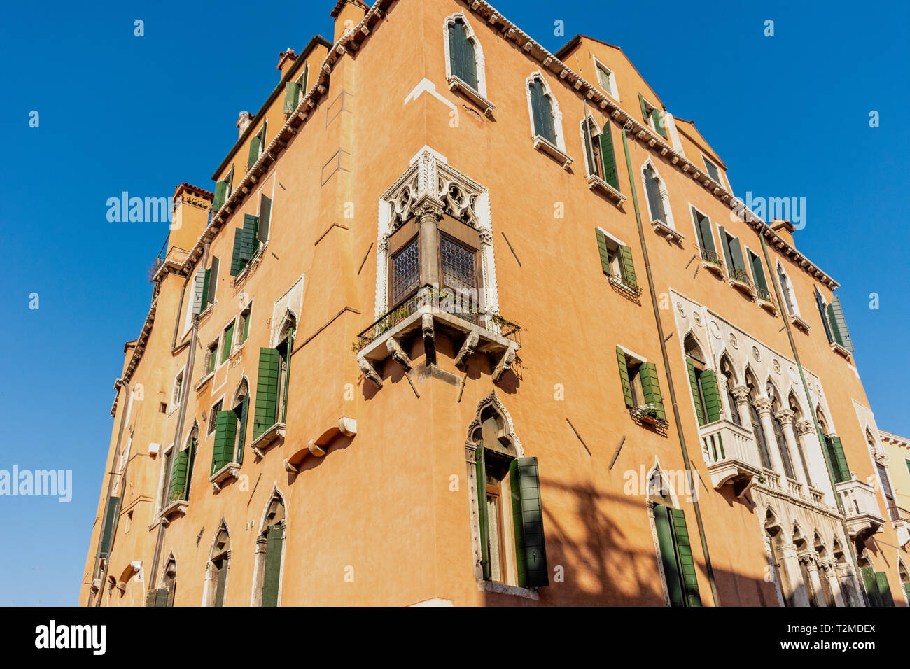 Italy, Venice, details and view of buildings in typical Venetian style ...