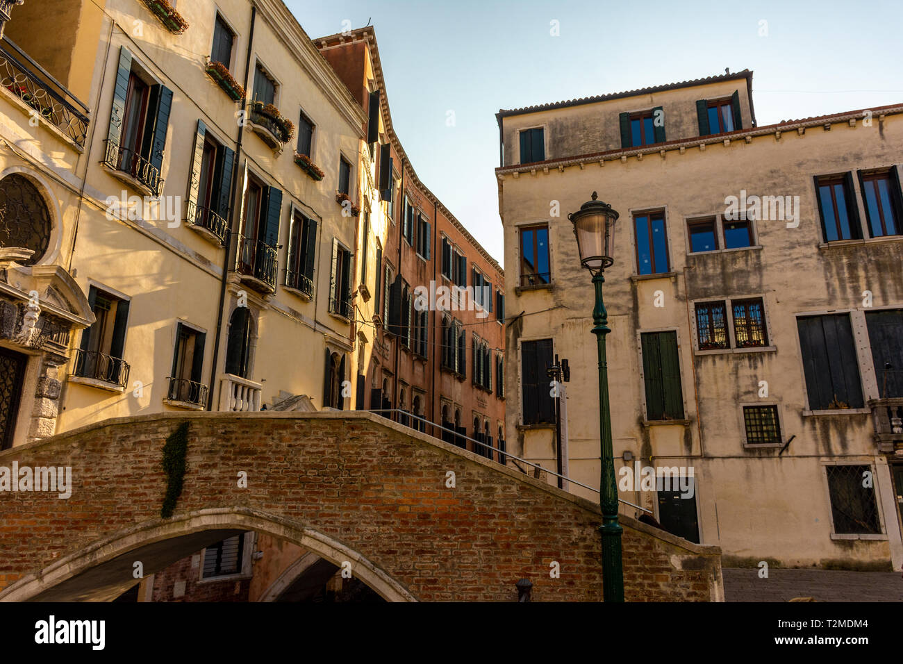Italy, Venice, details and view of buildings in typical Venetian style ...
