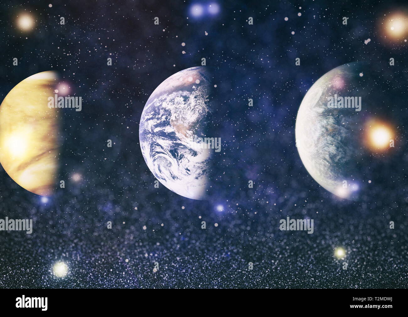 planets, stars and galaxies in outer space showing the beauty of space ...