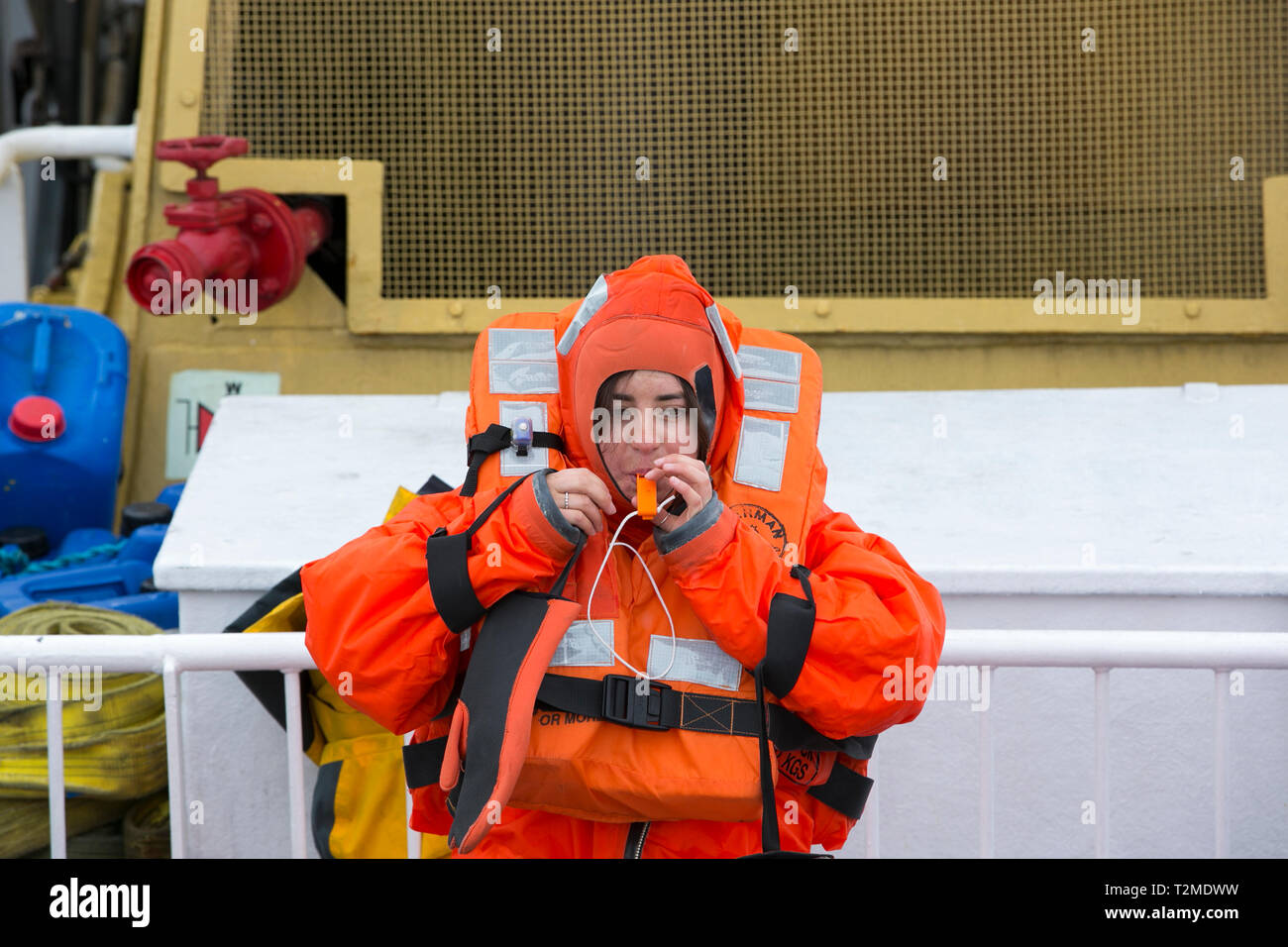 Life drill on cruise ship hi-res stock photography and images - Alamy