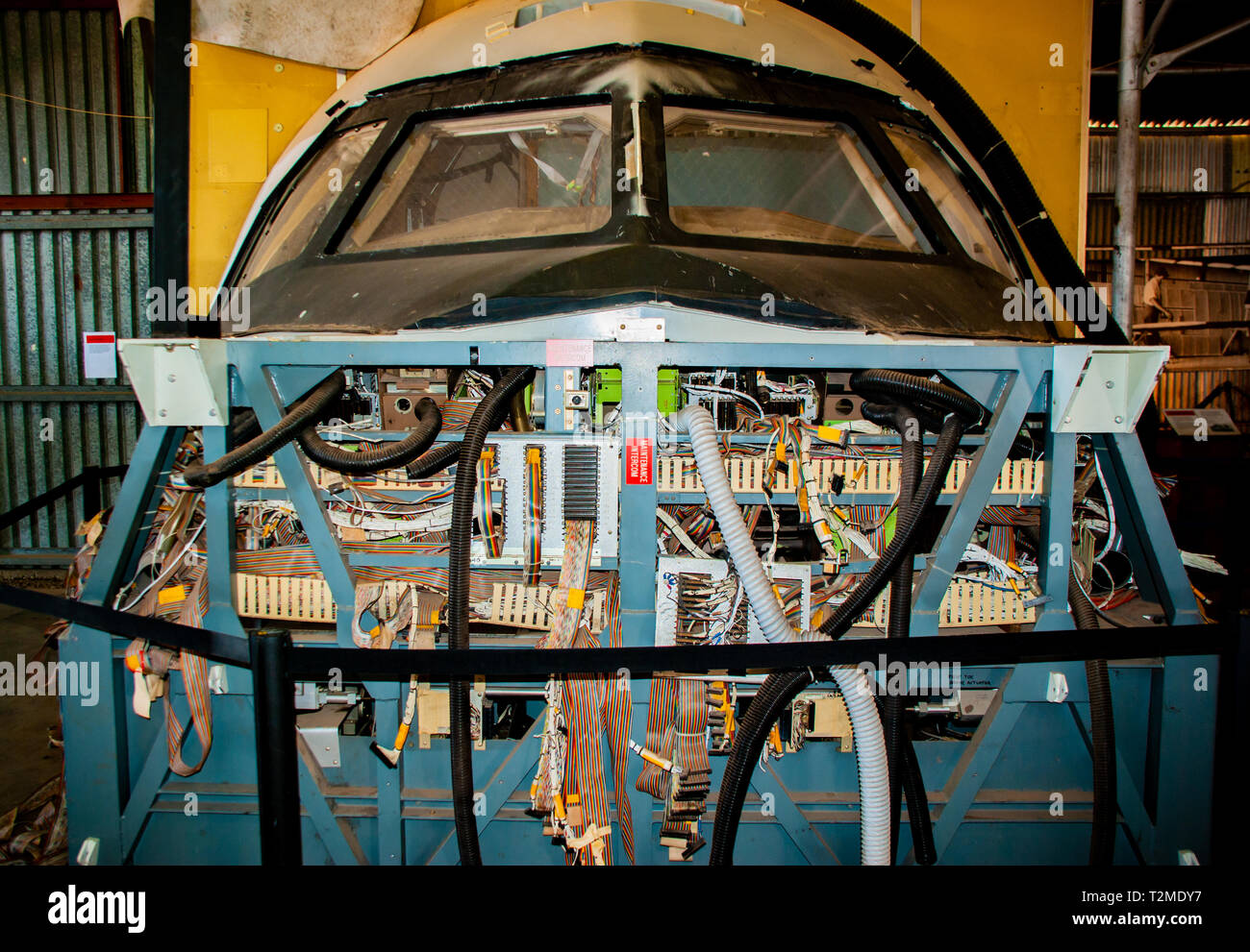 A plane nose is opened to show the complexity of the parts behind it ...