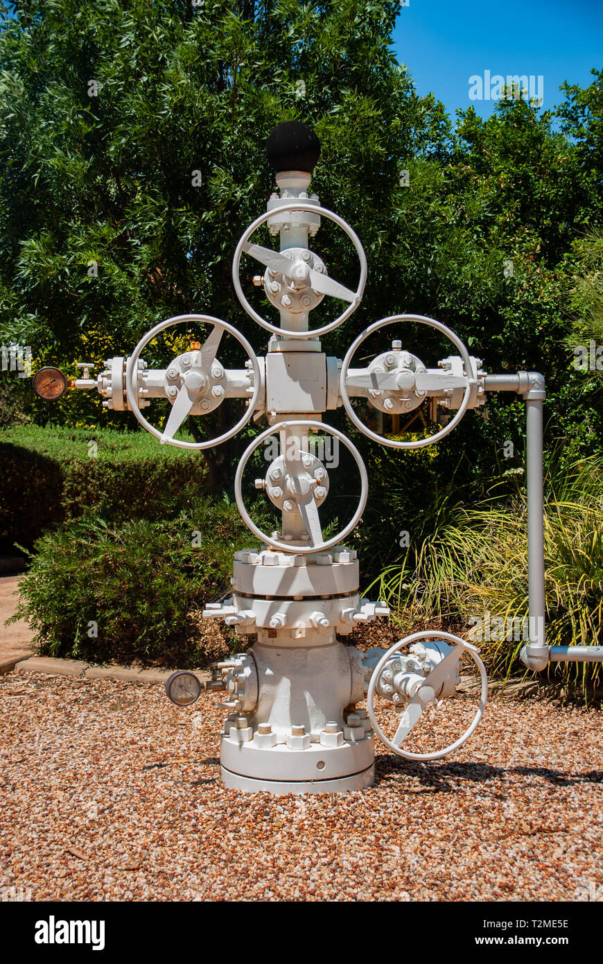 A junction of pipes controlled by a system of valves creating an ...