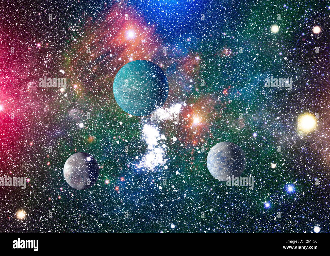 planets, stars and galaxies in outer space showing the beauty of space ...