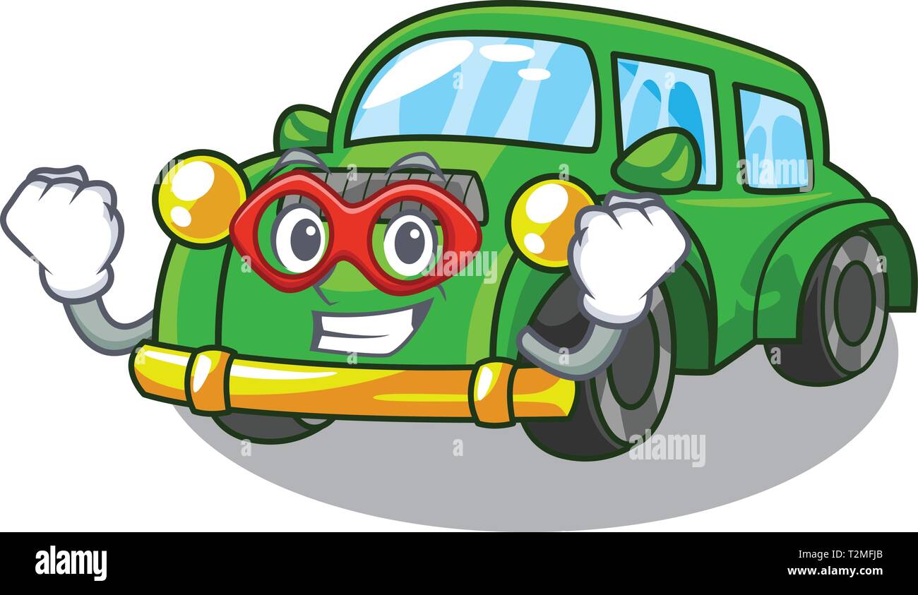 Super hero miniature classic car in shape characters vector ...
