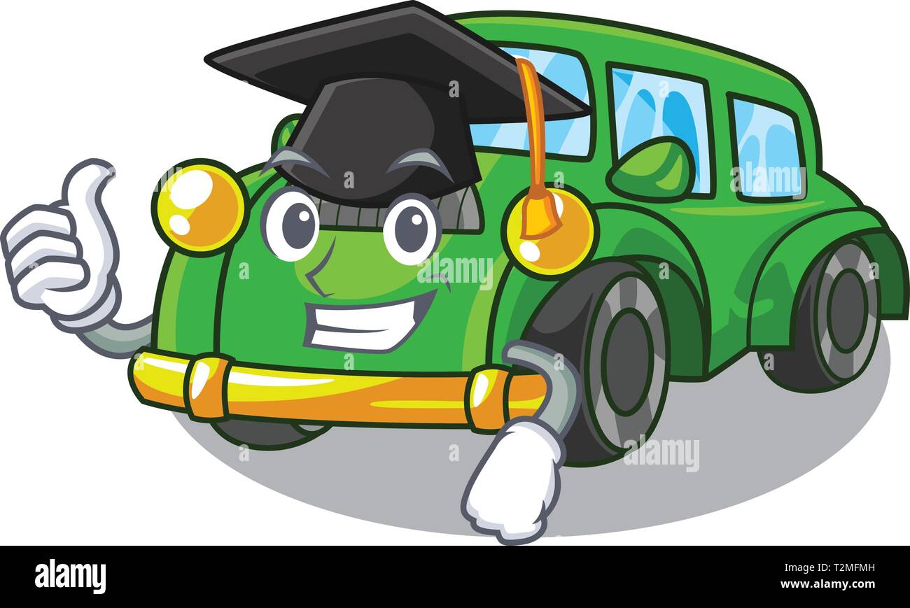 Graduation miniature classic car in shape characters vector ...