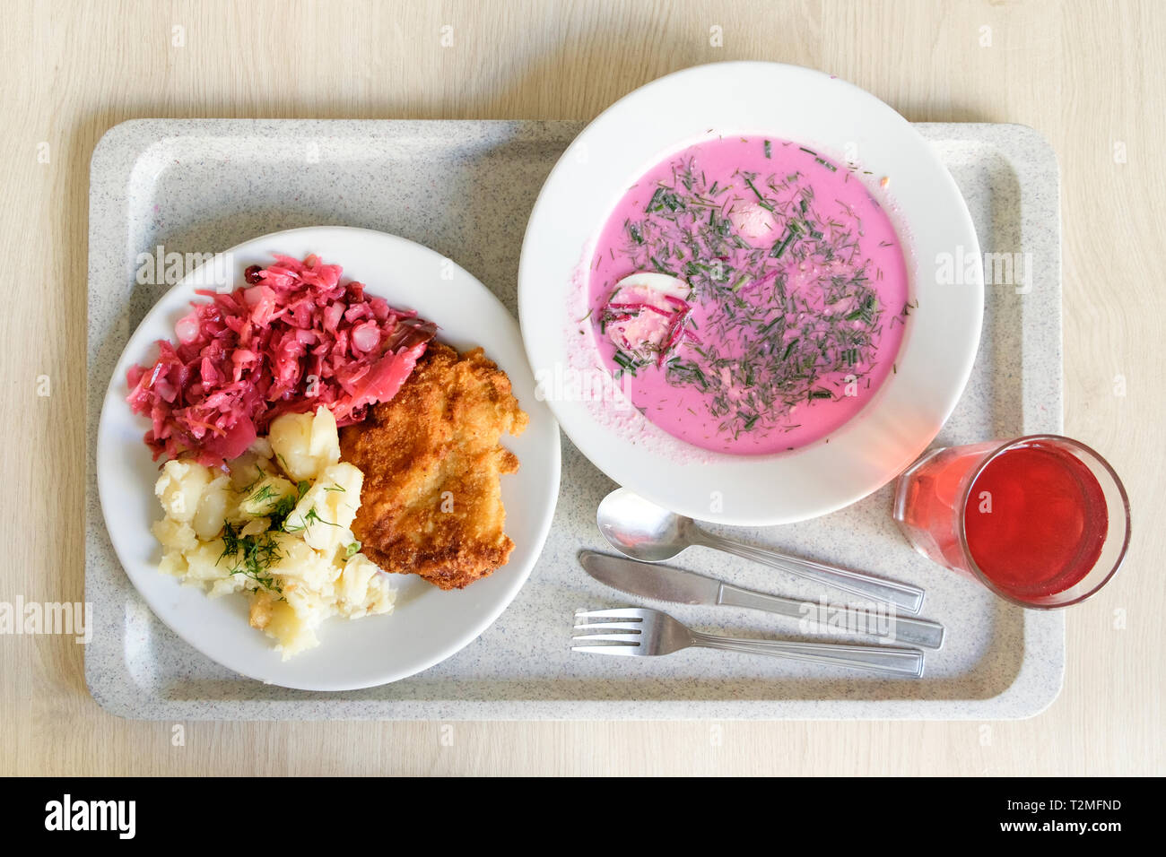 Lunch at Bar Bambino, a milk bar in Warsaw, Poland: chlodnik, a glass ...