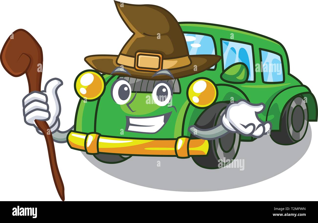 Witch classic car in the shape mascot vector illustration Stock Vector ...
